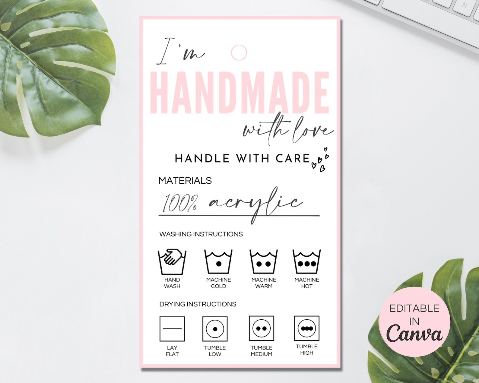 Im Handmade Editable Clothing Tag Hang Tag Canva Template - Etsy