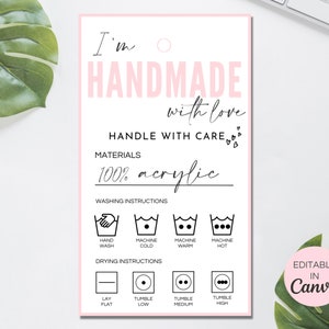 Im Handmade Editable Clothing Tag, Hang Tag Canva Template, Shirt ...