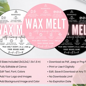 Wax Melts Warning Label Template, Printable Wax Melt Safety Sticker ...