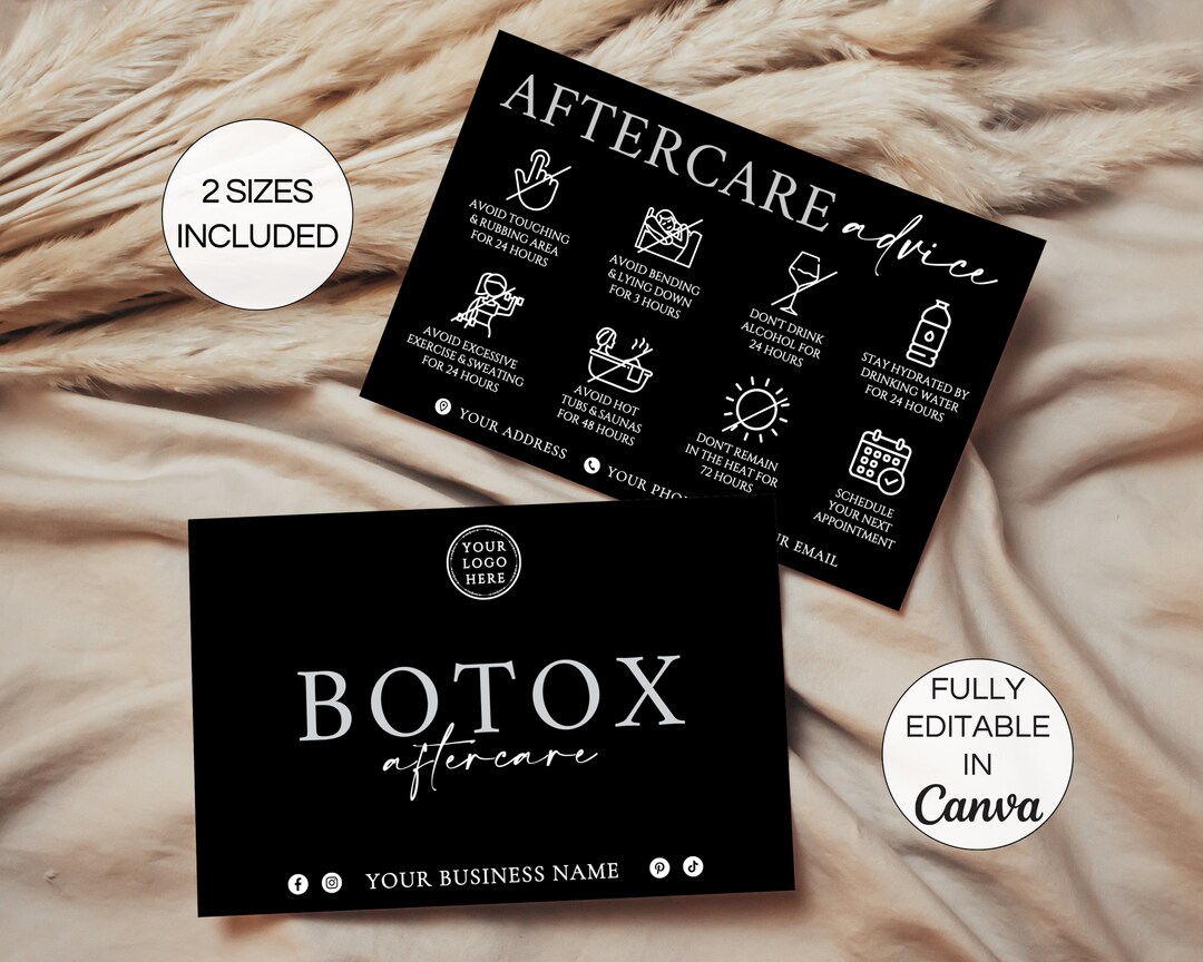 DIY Botox Aftercare Card Editable Botox Filler Aftercare - Etsy
