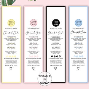 Mini Cake Tin Label, Editable Bakery Label, Printable Mini Loaf Cake ...