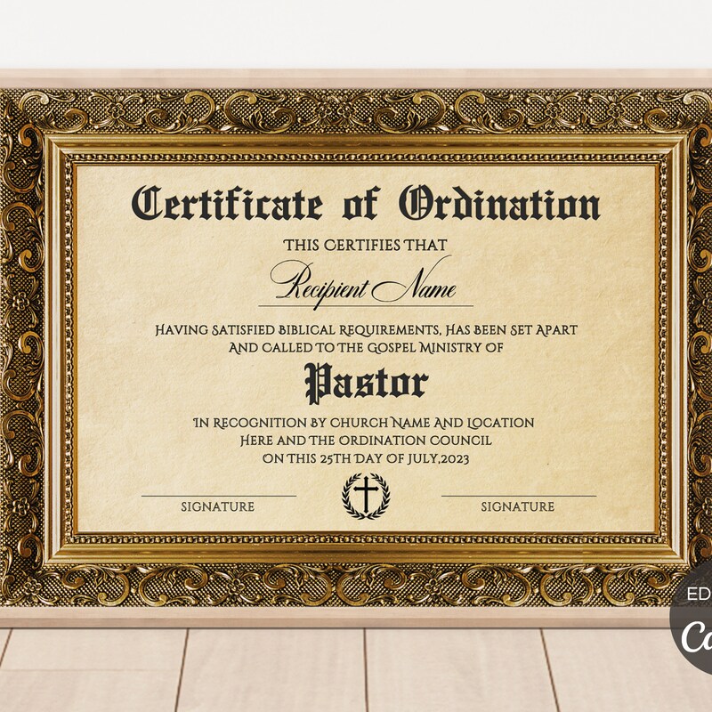 Pastor Installation Certificate - Etsy