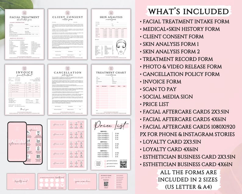 Facial Treatment Forms, Editable Facial Consultation Form, Printable ...