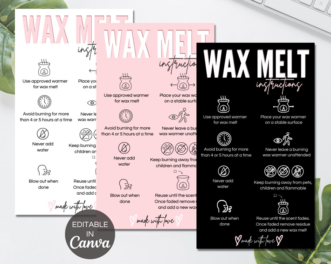 Editable Wax Melt Care Card Template, Small Business Wax Melt Care ...