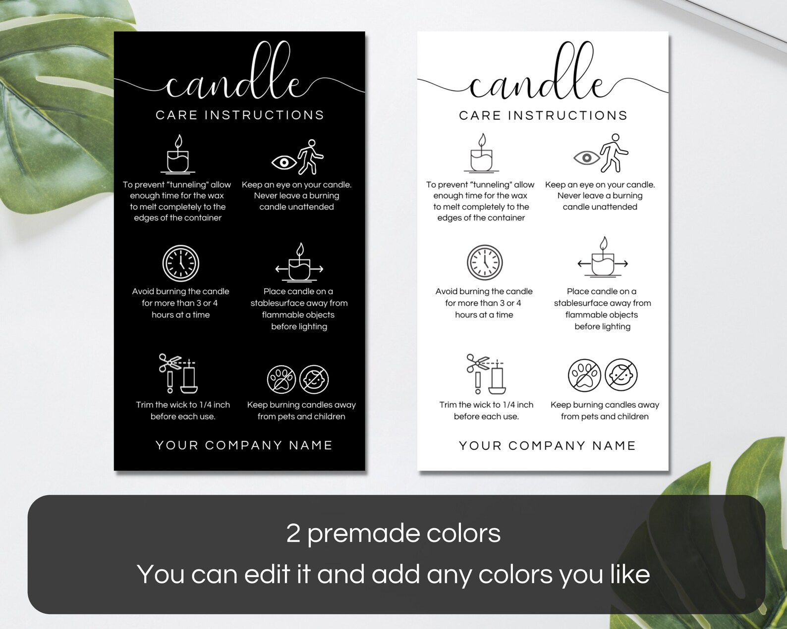 Candle Care Card Template Editable Candle Care Instructions - Etsy