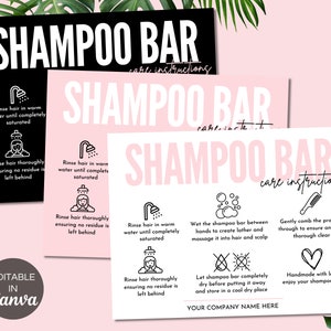 Shampoo Bar Care Card Template, Editable Solid Shampoo Care ...