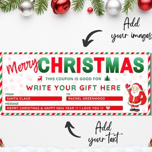 Editable Christmas Coupon Canva Template, Christmas Gift Card, Editable ...