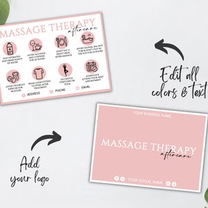 Massage Therapy Aftercare Card, Printable Massagetherapy Care Cards ...