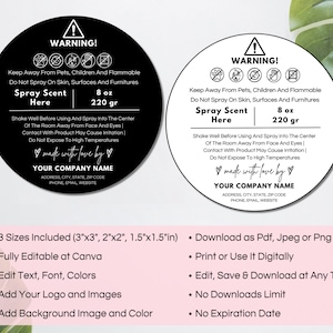 Room Spray Warning Label Template, Editable Spray Caution Label ...