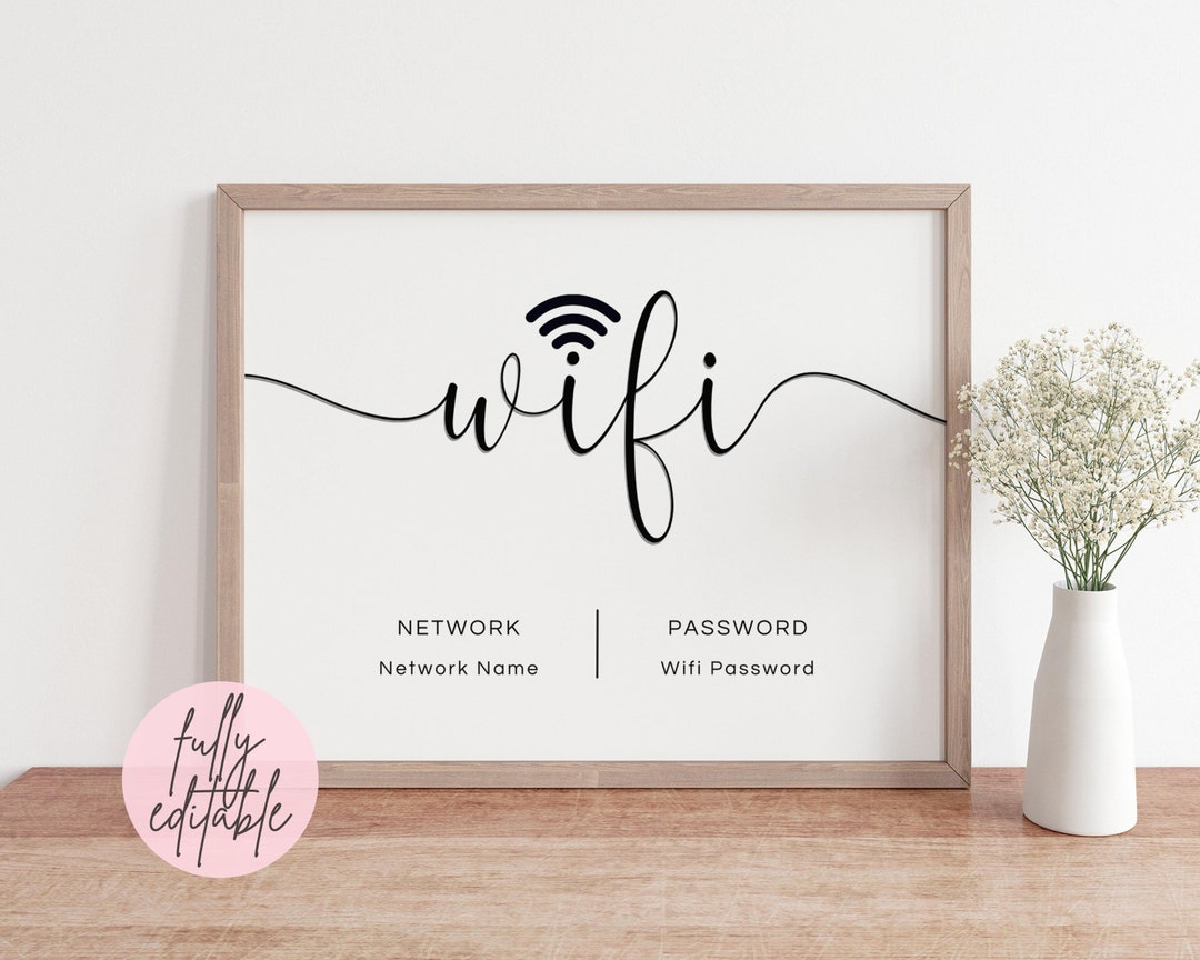 Wifi Sign Template, Custom Wifi Password Sign, Editable Hosting Signs ...