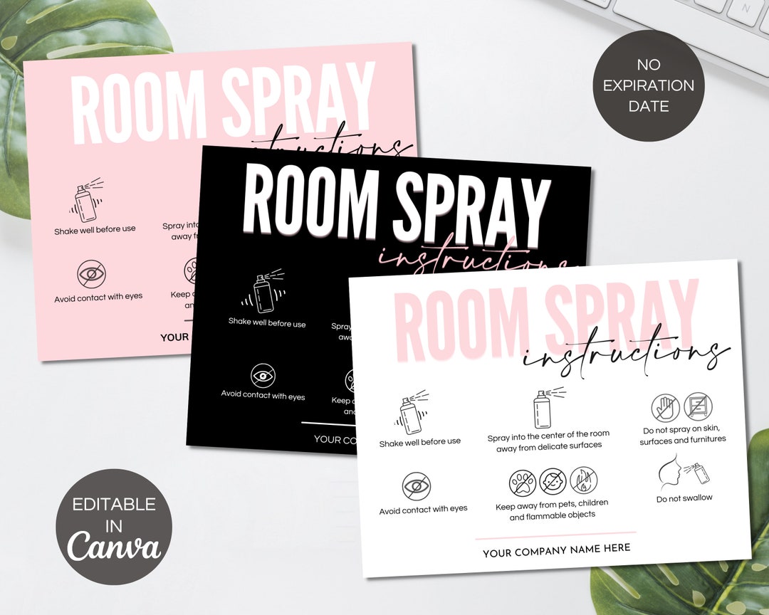Room Spray Care Card Template, Editable Room Mist Care Instructions ...