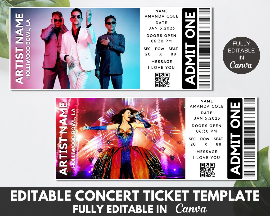 Editable Concert Ticket Template Printable Event Ticket - Etsy