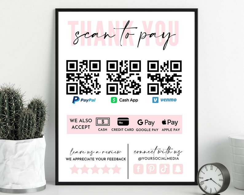 Editable QR Code Sign Canva Template Printable Scan to Pay - Etsy
