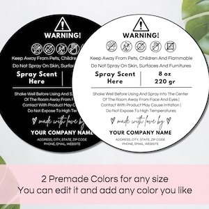 Room Spray Warning Label Template, Editable Spray Caution Label ...