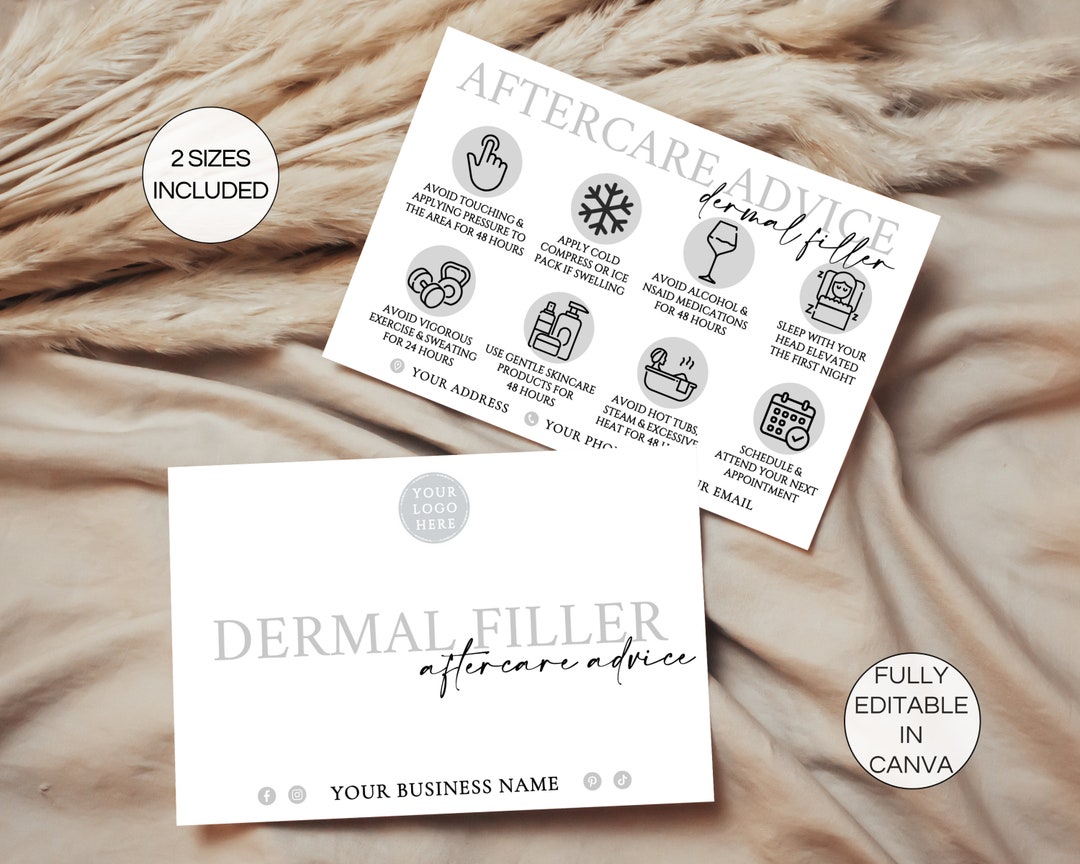 Dermal Filler Aftercare Card, Printable Filler Instructions Guide ...