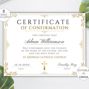 Certificate of Confirmation Template, Editable Religious Confirmation ...