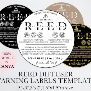 Editable Reed Diffuser Warning Label Template, Printable Reed Diffuser ...