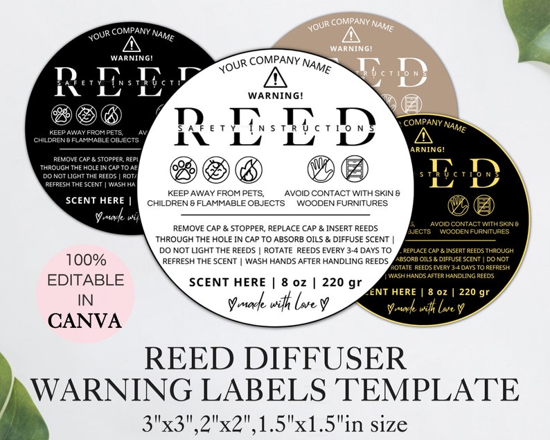Editable Reed Diffuser Warning Label Template, Printable Reed Diffuser ...
