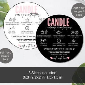 Candle Warning Label Template, Editable Candle Warning Sticker ...