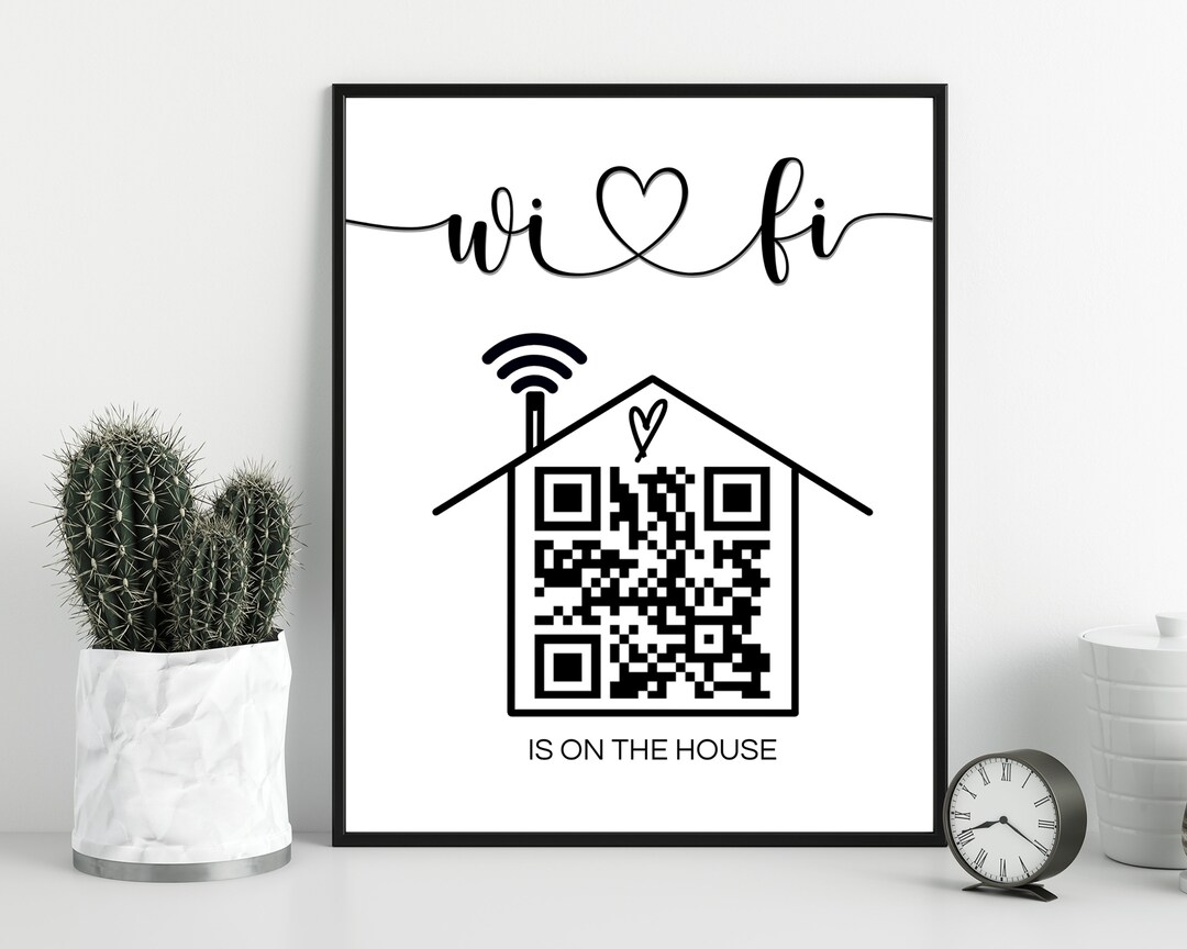 Wifi Sign QR Code Printable, Editable Wifi Password Sign, Wifi QR Code ...