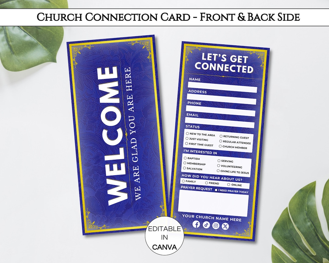 Church Connection Card Template, Editable Church Connect Card ...