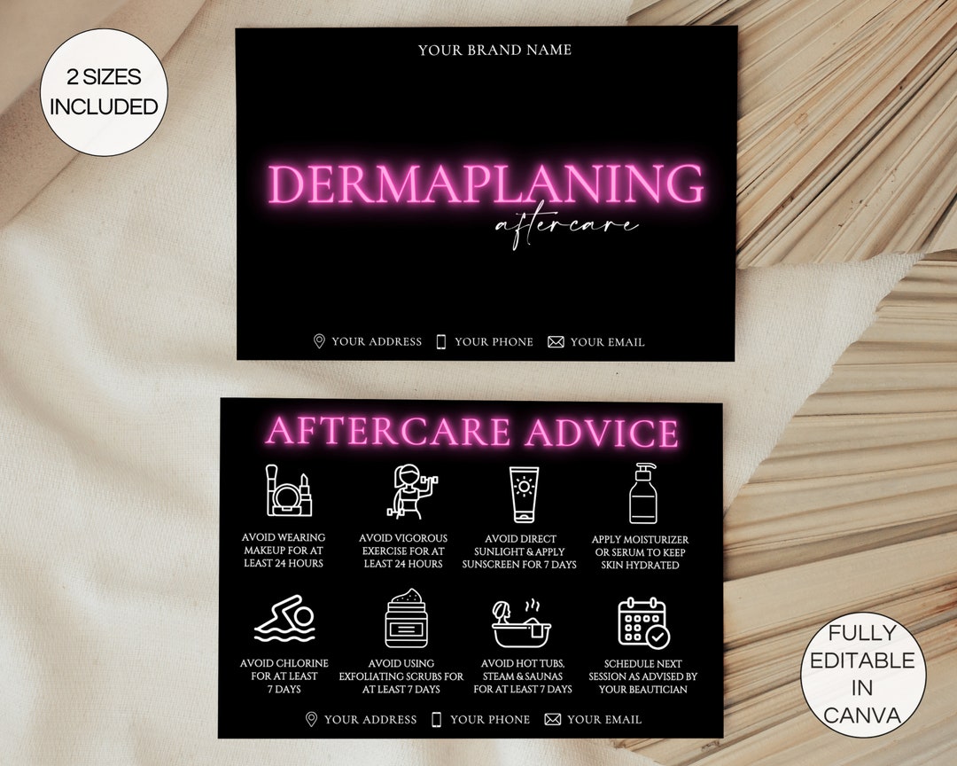Editable Dermaplaining Aftercare Card, Facial Treatment Post Care ...