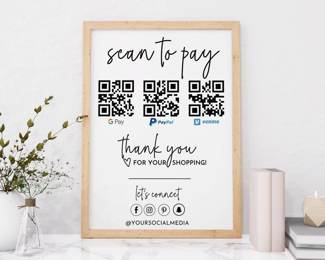 Editable QR Code Sign Template Printable Scan to Pay Sign - Etsy