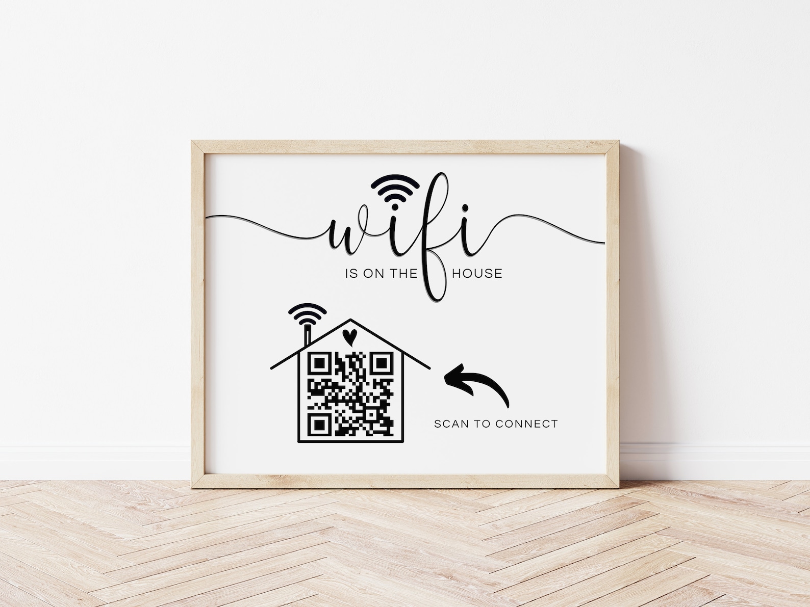 Wifi Sign QR Code Printable Editable Airbnb Wifi Sign Canva - Etsy