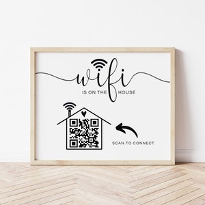 Wifi Sign QR Code Printable, Editable Hosting Wifi Sign Canva Template ...