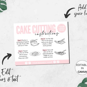Cake Cutting Guide Cards, Editable Cake Cutting Instructions Cards ...