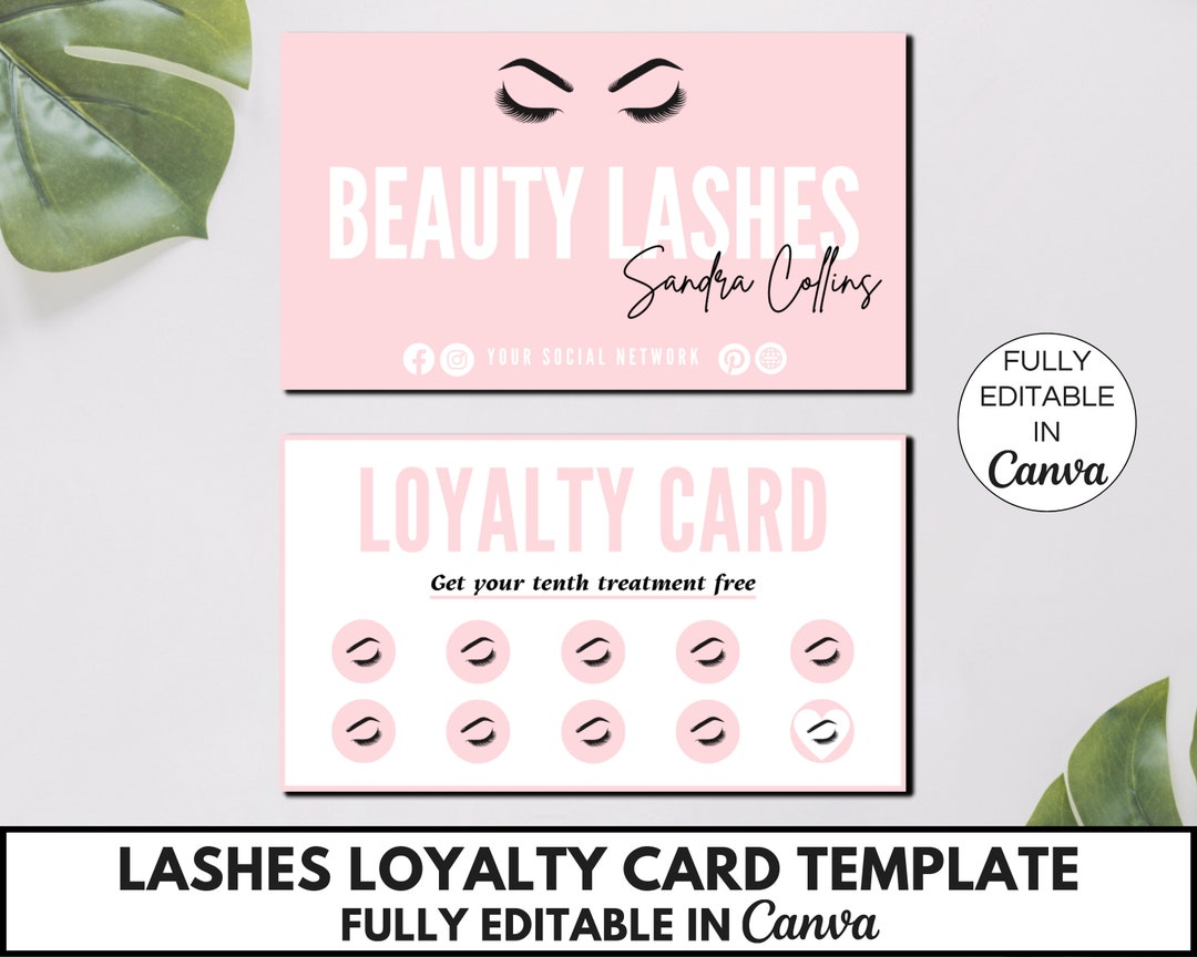 Lash Loyalty Cards Editable Loyalty Card Template Custom - Etsy