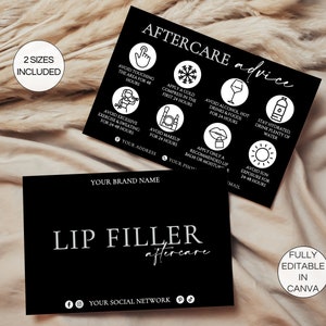 Lip Filler Aftercare Card, Editable Lip Injections Care Guide ...