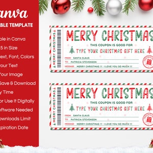 Christmas Gift Certificate, Editable Christmas Coupons, Printable Mom ...