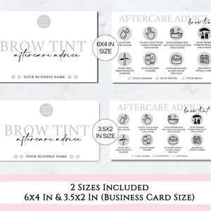 Brow Tint Aftercare Card, Editable Brows Tint Care Cards, Printable ...