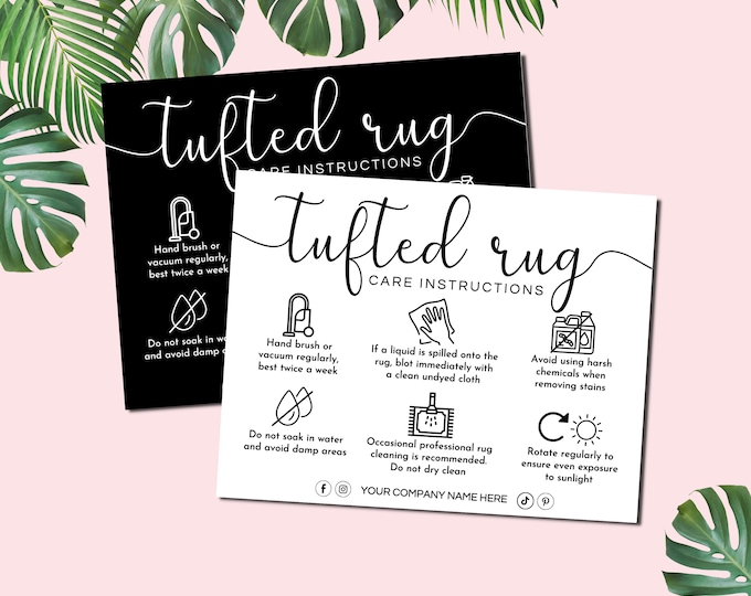Editable Tufted Rug Care Instructions Template Small Rug Business ...
