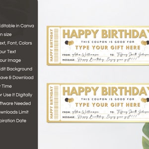 Birthday Gift Coupon, Printable Birthday Voucher, Editable Canva ...