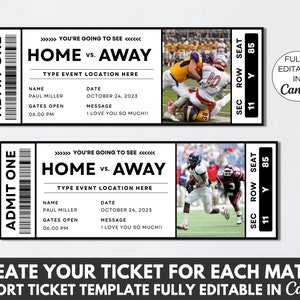 Editable Sports Ticket Template, Printable Birthday Gift Idea, Baseball ...