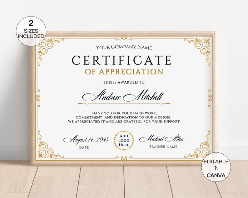Certificate of Appreciation Template, Printable Custom Appreciation ...