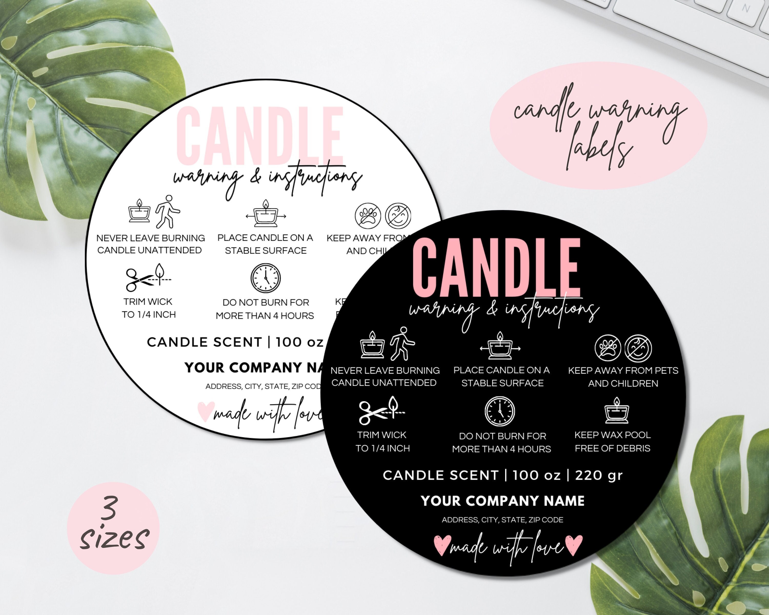 Candle Warning Label Template, Editable Candle Warning Sticker ...