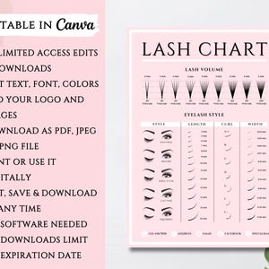Lash Chart Guide Poster, Digital Eyelash Extension Decor, Editable ...