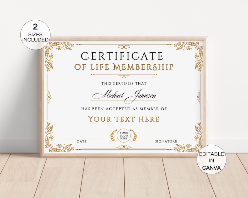 Certificate of Life Membership, Printable Lifemembership Certificates ...