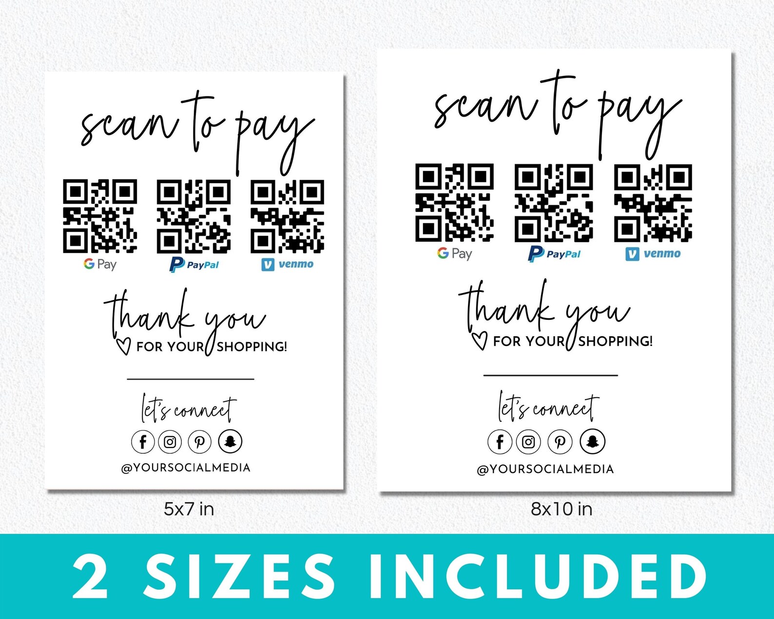 Editable QR Code Sign Template Printable Scan to Pay Sign - Etsy