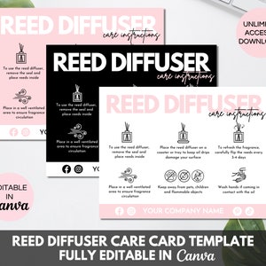 Editable Reed Diffuser Care Instructions, Reed Diffuser Care Card ...