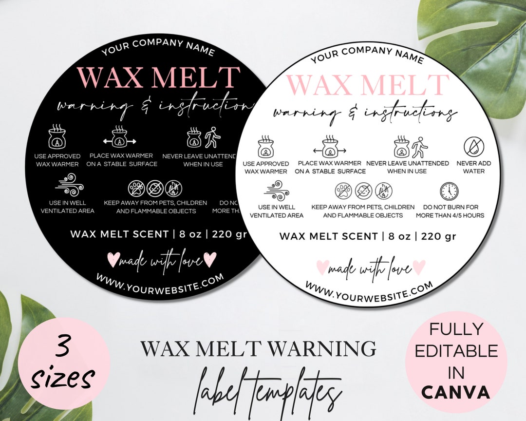 Wax Melts Warning Label Template, Printable Wax Melt Safety Sticker ...