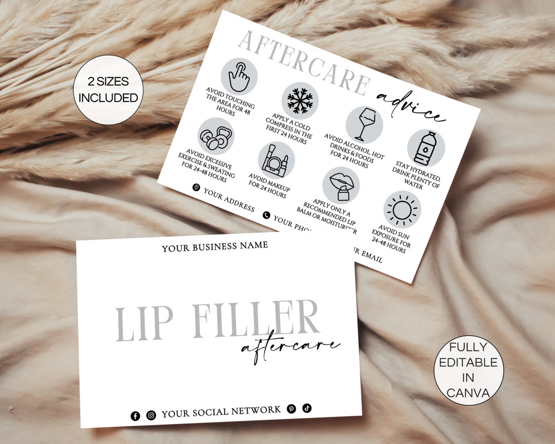 Lip Filler Aftercare Card, Printable Lip Injections Instructions ...
