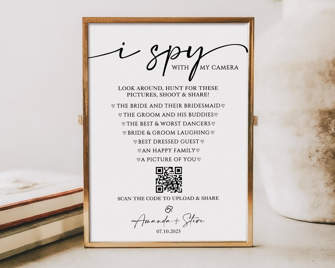 I Spy Wedding Sign Template, I Spy Game Modern Wedding Signage ...