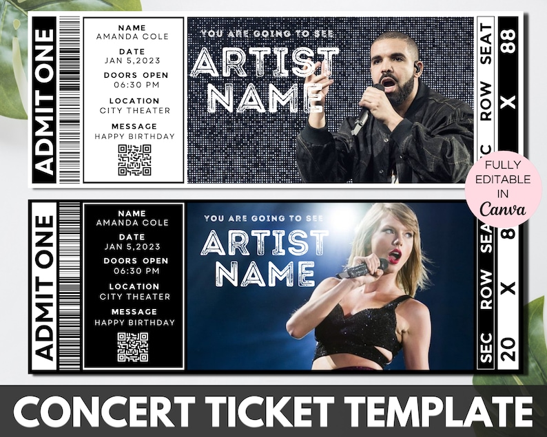 Editable Concert Ticket Canva Template Printable Event - Etsy Australia