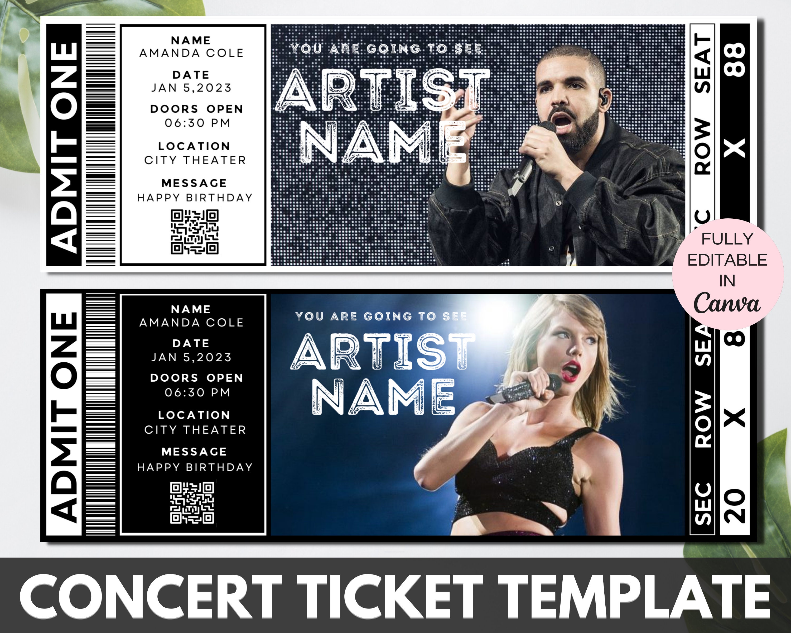 Editable Concert Ticket Canva Template Printable Event - Etsy Canada