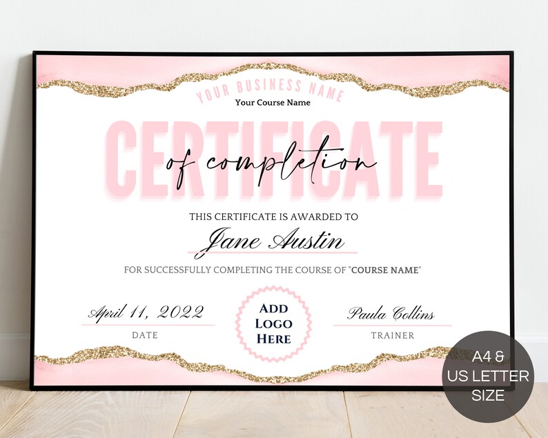Certificate of Completion Template, Editable Lash Makeup Artist Custom ...