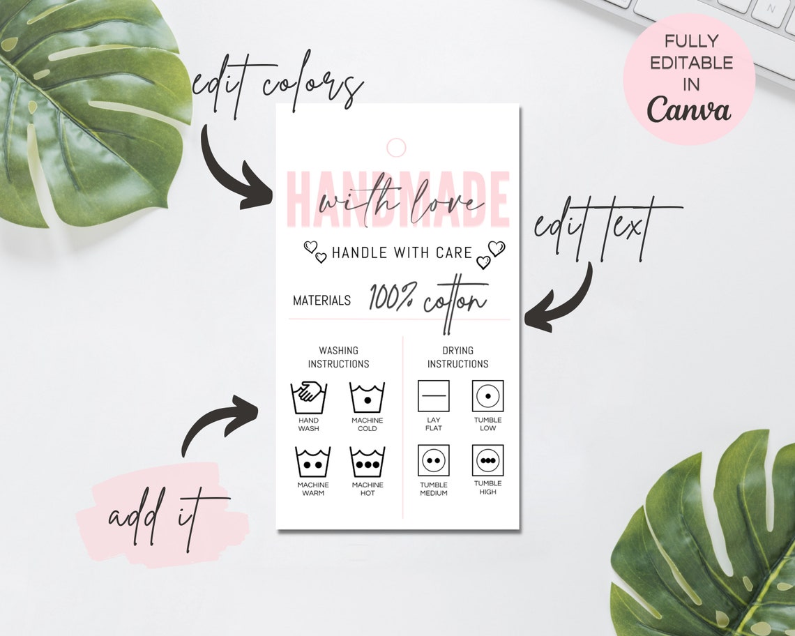 Editable Handmade Clothing Tag Printable Custom Clothing Tags - Etsy